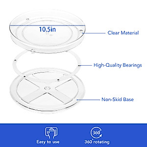 URALFA 2-Pack Lazy Susan Cabinet Organizer, Plastic Rotating Round Lazy Susan Turntable for Pantry, Countertop, Table, Fridge, 10.5 Inch