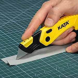 KATA 6-Pack Utility Knife, Folding Box Cutter for Cartons, Cardboard and Boxes, Quick Change Blade, 10pcs Extra SK5 Blades Included, Lock Back Mechanism