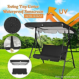 BTURYT Swing Canopy Replacement Cover, Waterproof Canopy Top Cover for 2/3 Seater Swing Chair Awning Swing Cover for Outdoor Garden Patio Yard,(top Cover only)