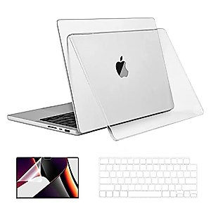 EooCoo Hard Case Clear Compatible for Newest MacBook Pro 16 Inch Case Release 2023 2022 2021 Model M2 A2780 M1 Pro M1 Max A2485 with Keyboard Cover, Screen Protector - Crystal Clear