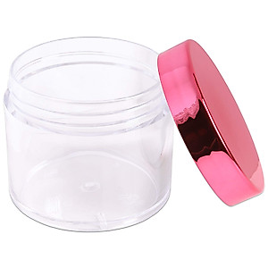 Beauticom 2 oz./ 60 Grams/ 60 ML Thick Wall Round Clear Plastic LEAK-PROOF Jars Container with ROSE GOLD Lids for Cosmetic, Lip Balm, Creams, Lotions, Liquids (12 Jars, Rose Gold)