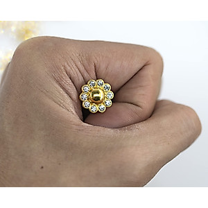 50 pcs Rhinestone Faux Pearl Buttons Accessory Decoration Craft for DIY Scrapbooking Embellishments Wedding Bouquet Flower Centre Home Decor 14mm (Gold)