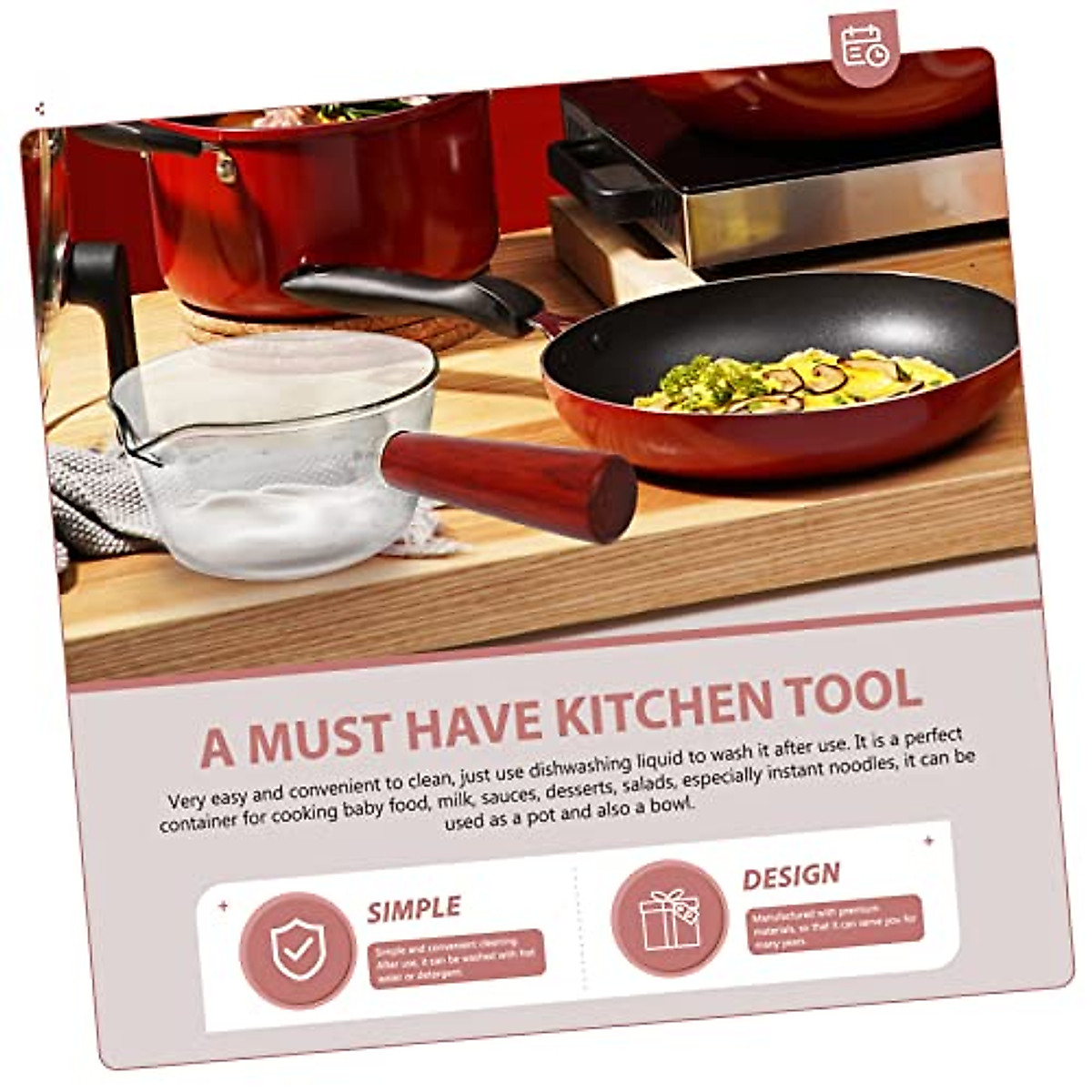 FUOYLOO small milk pot cooking saucepan small soup pot wax melting pot mini butter warmer spouted milk pot 1 qt saucepan with lid small pot serving bowl oven Glass French baby candy