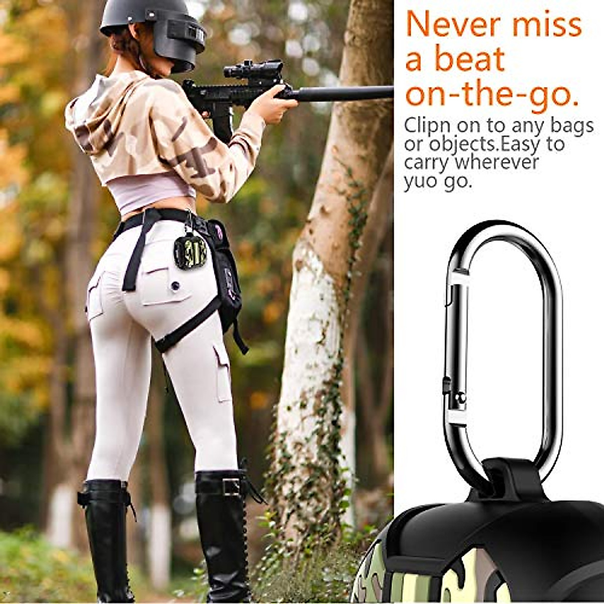 Tamiia for Samsung Galaxy Buds Pro 2 Case (2021) Samsung Galaxy Buds Pro Case (2021)/Galaxy Buds Live Case (2020)，Camo Black Soft Silicon，Night Luminous ，Comes with a Aluminum Carabiner