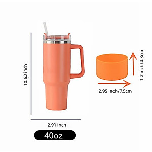 40 oz stainless steel insulated cup with lid and straw, insulated travel cup with handle, dual wall insulated coffee cup, reusable stainless steel water bottle travel cup. (Light Blue)