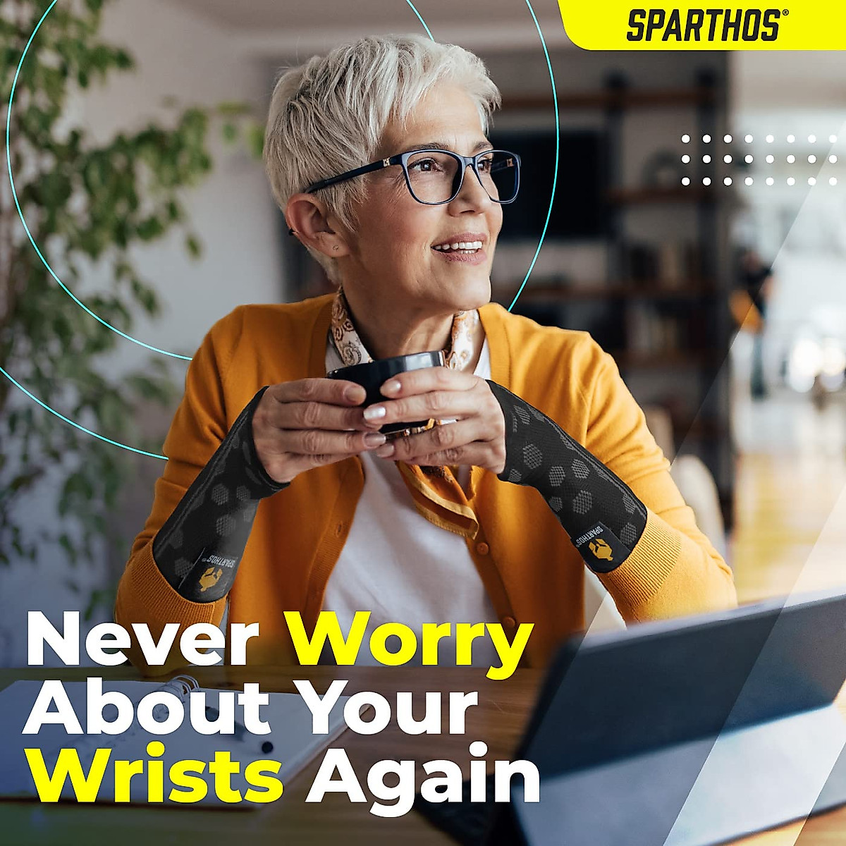 Sparthos Wrist Support Sleeves (Pair) – Medical Compression for Carpal Tunnel and Wrist Pain Relief – Wrist Brace for Men and Women (Medium, Midnight Black)