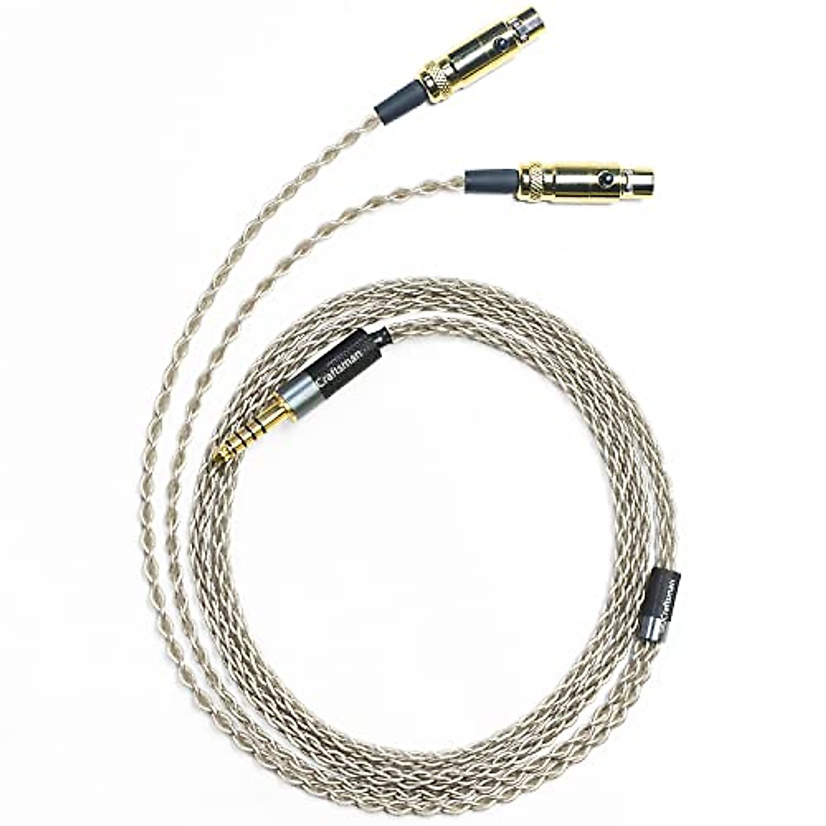 GUCraftsman 6N Single Crystal Silver Upgrade Headphones Cable 4Pin XLR/2.5mm/4.4mm Balanec Headphone Upgrade Cables for AUDEZE LCX-X LCD-XC LCD2 LCD3 LCD4 MEZE Empyrean MEZE Elite (4.4mm Plug)