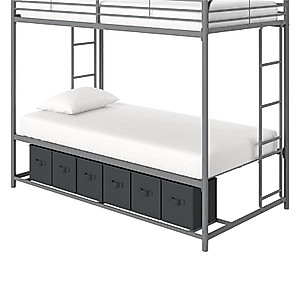 DHP Bonnie Twin Bed with Storage Bins Bunk, Silver
