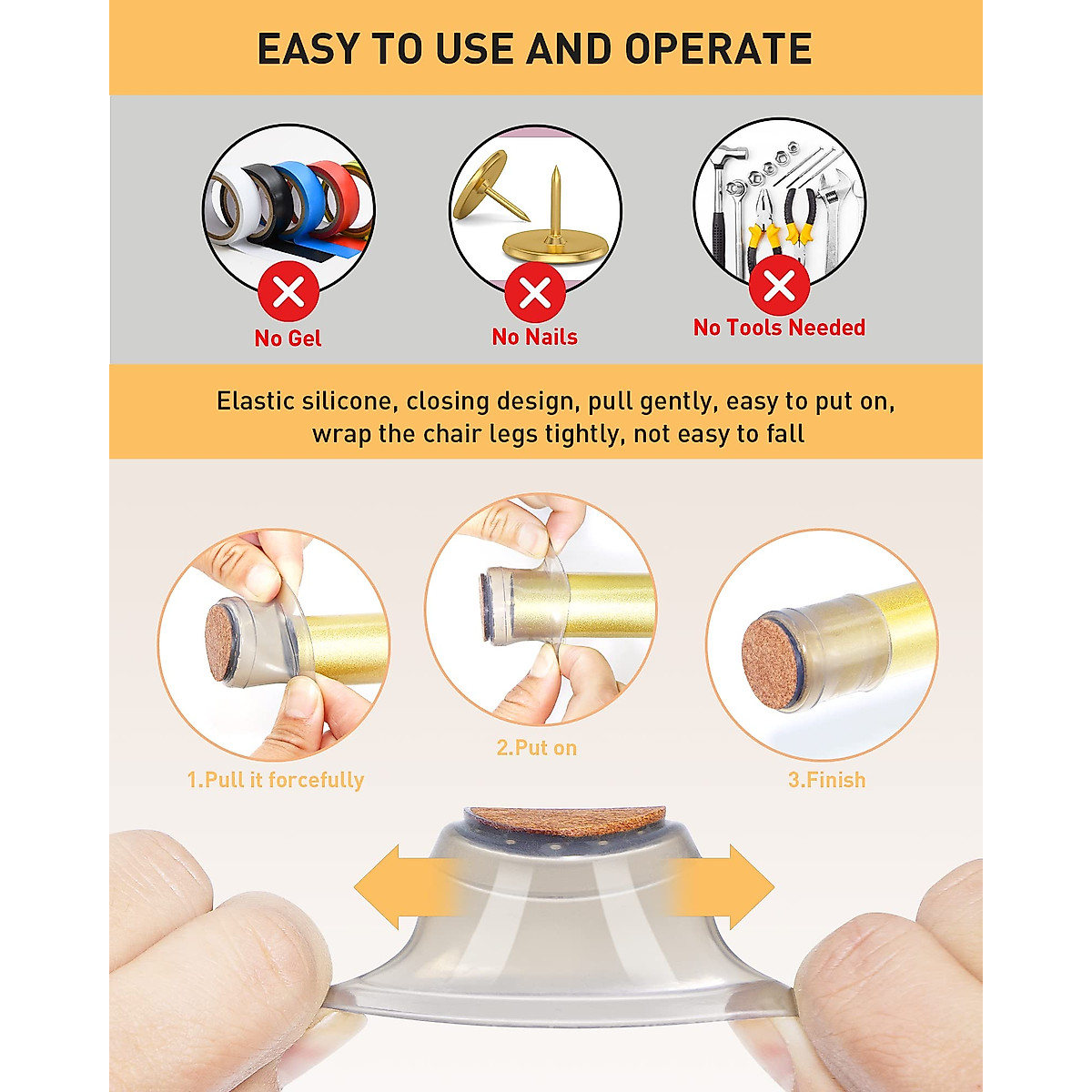 Chair Leg Floor Protectors, Chair Leg Protectors for Hardwood Floors, Chair Leg Covers Felt Bottom Furniture Pads, Chair Leg Caps to Protect Floors from Scratches and Reduce Noise.(16pcs)