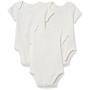 Moon and Back Kid's 3 Pack Short Sleeve Bodysuit Shirt, White, 12-18 months