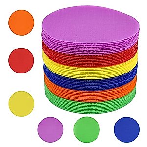 EAONE 48 Pack Carpet Dots for Classroom(5” in Diameter), Hook and Loop Magic Tape Circles Markers, Reusable Floor Dot Spot for School Teachers Students Group Kindergarten Activity, 6 Colors