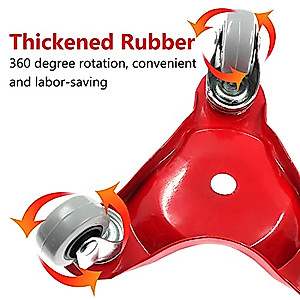 Bonsicoky 6" Steel Tri-Dolly with Rubber Wheel, 200-lb Load Capacity Furniture 3 Wheel Mover Universal Moving Tools for Moving Heavy Objects, Furniture, Appliances - 4Pack