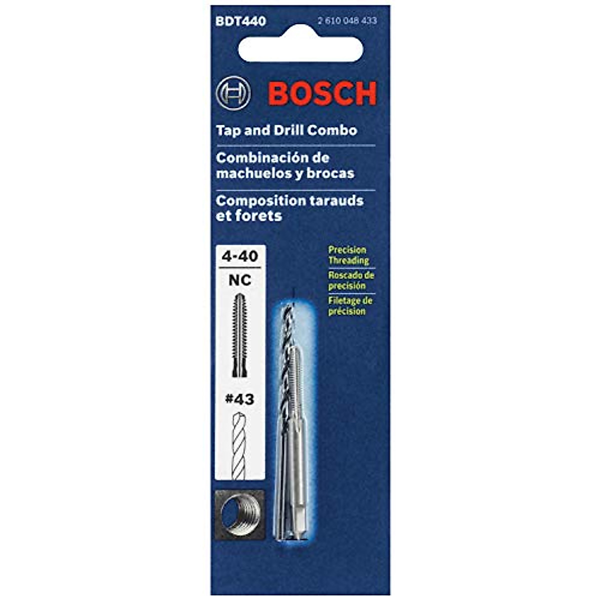 BOSCH BDT440 4-40 Plug Tap and No. 43 Drill Bit Combo Set