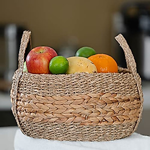 LiLaCraft Set 3 Natural Woven Storage Basket for Organizing, Wicker Baskets, Braided Seagrass Storage Baskets for Laundry, Bedroom, Living Room, Office - Set 3 Different Sizes Stackable Natural Bins