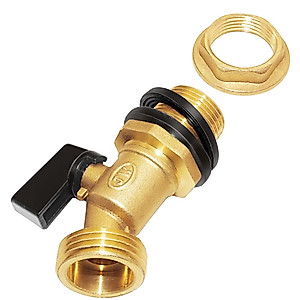 Joywayus Brass Water Container/Rain Barrel Spigot 3/4" GHT to 1/2" Male Threaded Quarter Turn Ball Valve with Bulkhead Fitting, Suitable for Garden Hose Thread Connection
