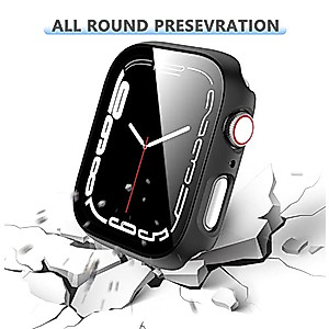 6 Pack Hard PC Case with Tempered Glass Screen Protector for Apple Watch 44mm SE(2022) Series 6/SE/5/4, Rontion Ultra-Thin Scratch Resistant Full Protective Bumper Cover for iWatch 44mm Accessories