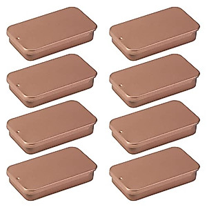 Tighall 8PCS Metal Slide Top Tin Containers Rectangle Tin Box Empty Storage Tins for Lip Balm Candles Crafts Candies Jewelry Crafts (2.2"*1.1"*0.4",Rose Gold)