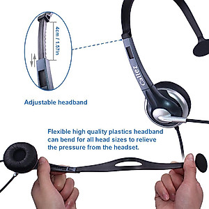 Callez Corded RJ9 Telephone Headset Mono with Noise Canceling Mic Compatible with ShoreTel 230 420 480 Polycom VVX310 VVX311 VVX410 VVX411 Avaya 1408 1416 5410 NEC Nortel Office Landline Deskphones