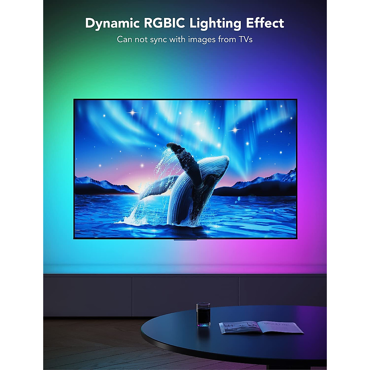 Govee TV LED Backlight, RGBIC TV Backlight for 55-75 inch TVs, Smart LED Lights for TV with Bluetooth and Wi-Fi Control, Works with Alexa & Google Assistant, Music Sync, 99+ Scene Modes, Adapter