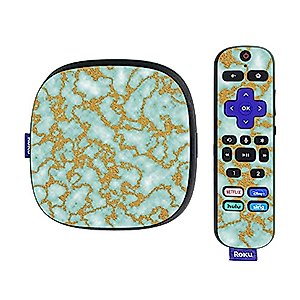 MightySkins Skin Compatible with Roku Ultra HDR 4K Streaming Media Player (2020) - Golden Jade | Protective, Durable, and Unique Vinyl Decal wrap Cover | Easy to Apply | Made in The USA