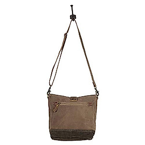 Myra Bag Goodweave Upcycled Canvas & Cowhide Leather Shoulder Bag S-1573