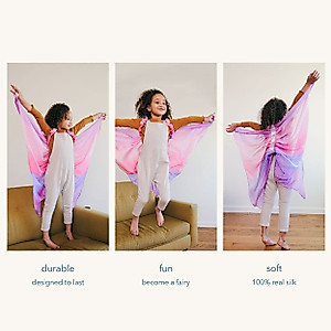 Sarah's Silks Blossom Fairy Wings | Butterfly Costume for Kids, Real Natural Silk Montessori Waldorf Toys Dress Up for Pretend Play | Hand Dyed Toy for Girls Ages 3-8