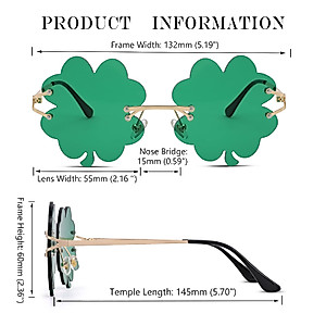 COASION St. Patrick's Day Irish Shamrock Sunglasses Green Four Leaf Clover Leprechaun Costume Eyewear Glasses for Women Men (Clover/Green + Shamrock/Green)