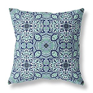 HomeRoots 20" Blue Aqua Cloverleaf Indoor Outdoor Throw Pillow