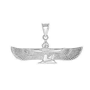 Bold .925 Sterling Silver Egyptian Winged Goddess Isis Charm Pendant