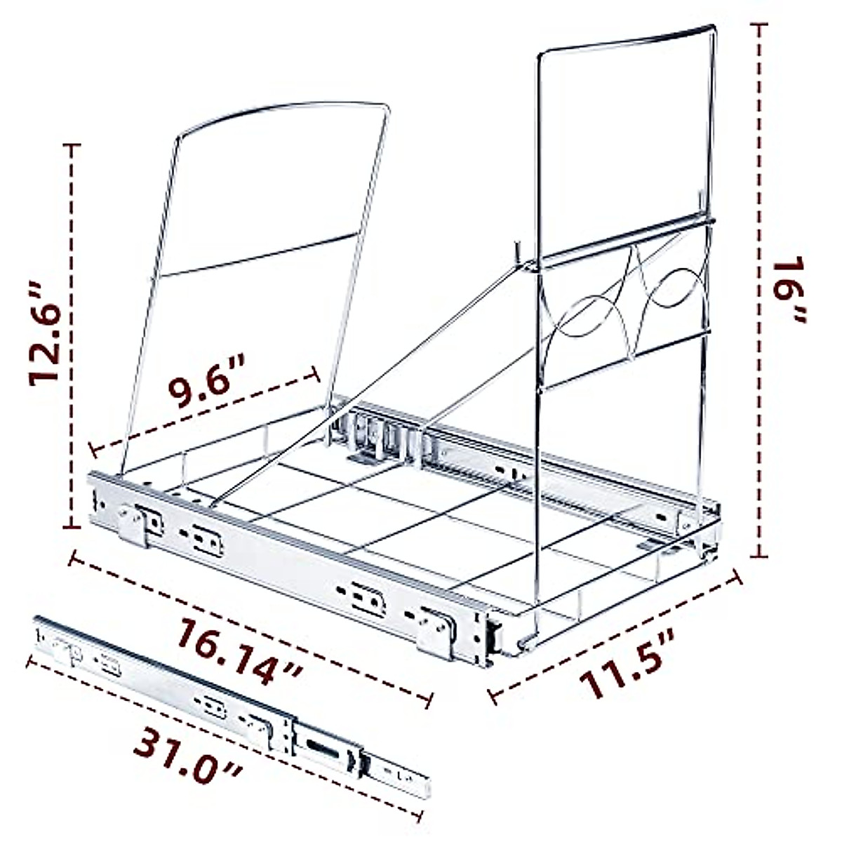 Pull Out Trash Can for Under Cabinet, Adjustable Slide Out Shelf for Kitchen, Cabinet Trash Can Pull Out Kit- bin not Included