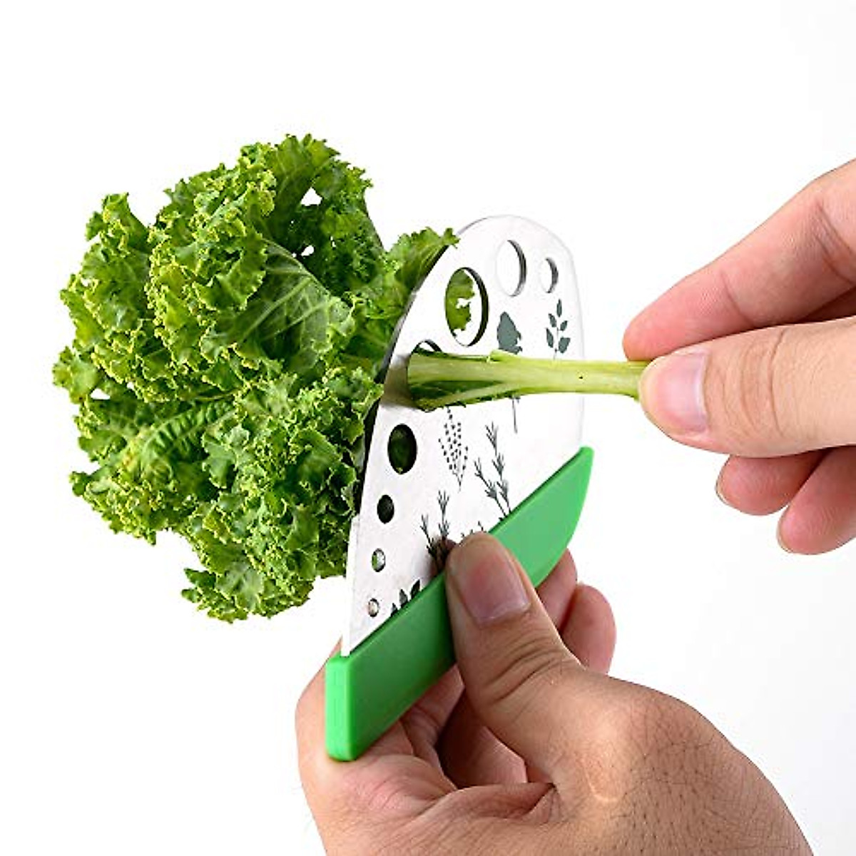 9 Holes Herb Cutter Stripper Stainless Steel Vegetable Leaf Stripper Cutter Home Kitchen Peeling Tool for Kale, Chard, Collard Greens, Thyme, Basil, Rosemary