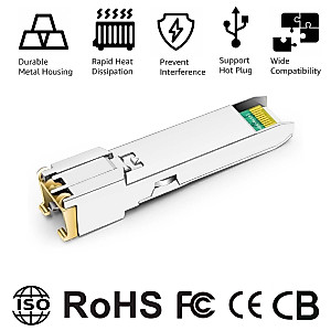 OPSTRAN 1000BASE-T SFP RJ45 Copper Transceiver Module Compatible with Juniper QFX-SFP-1GE-T SRX-SFP-1GE-T EX-SFP-1GE-T 100m Cat5e/6 10 Pack