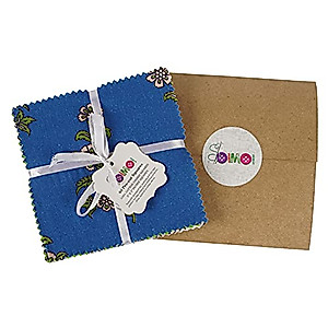 Soimoi Florals Print Precut 5-inch Cotton Fabric Quilting Squares Charm Pack DIY Patchwork Sewing Craft- Blue