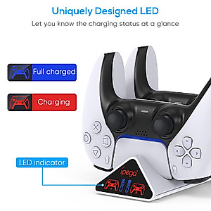Charger Station for PS Move Motion and for PS5 Controller, 4 in 1 Charger Dock Stand USB Fast Charging Station with LED Indicator for PS Move Controller and for DualSense Controller
