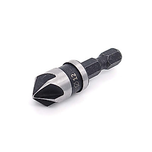 Buwico 1/4" Hex Shank 12mm/16mm/19mm Countersink Drill Bit 5 Flute 90 Degree Woodworking Countersink Bits