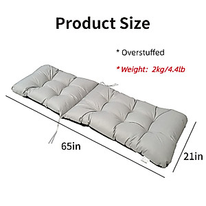 COGINQUS Waterproof Outdoor Lounge Chair Cushion 65 Inch-Sun Patio Chaise Lounger Cushion with Ties and Top Cover (Light Gray, 65 inch)