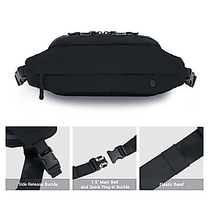 Purevave Washed Nylon Small Sling Bag for Men, Crossbody Bag for Men, Mens Sling Bag Crossbody 2.5L (Black)