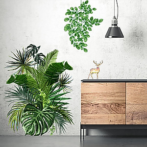 DALJIAFA Big Green Leaf Wall Stickers Tropical Plant Leaves Window Decals Murals Wall Art Decorative Sticker for Kids Home Living Room Bedroom Nursery Playroom Jungle Party Decor Decorations Supplies