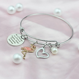 Flamingo Bracelet Gift for Women Flamingo Jewelry Be A Flamingo in A Flock of Pigeons Bangle Bracelet Gift for Flamingo Lovers (Be a flamingo)