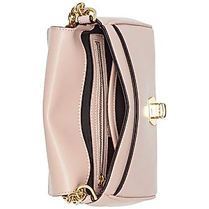 Calvin Klein Soft Lock Lamb Leather Small Convertible Crossbody Shoulder Bag, Pale Rose