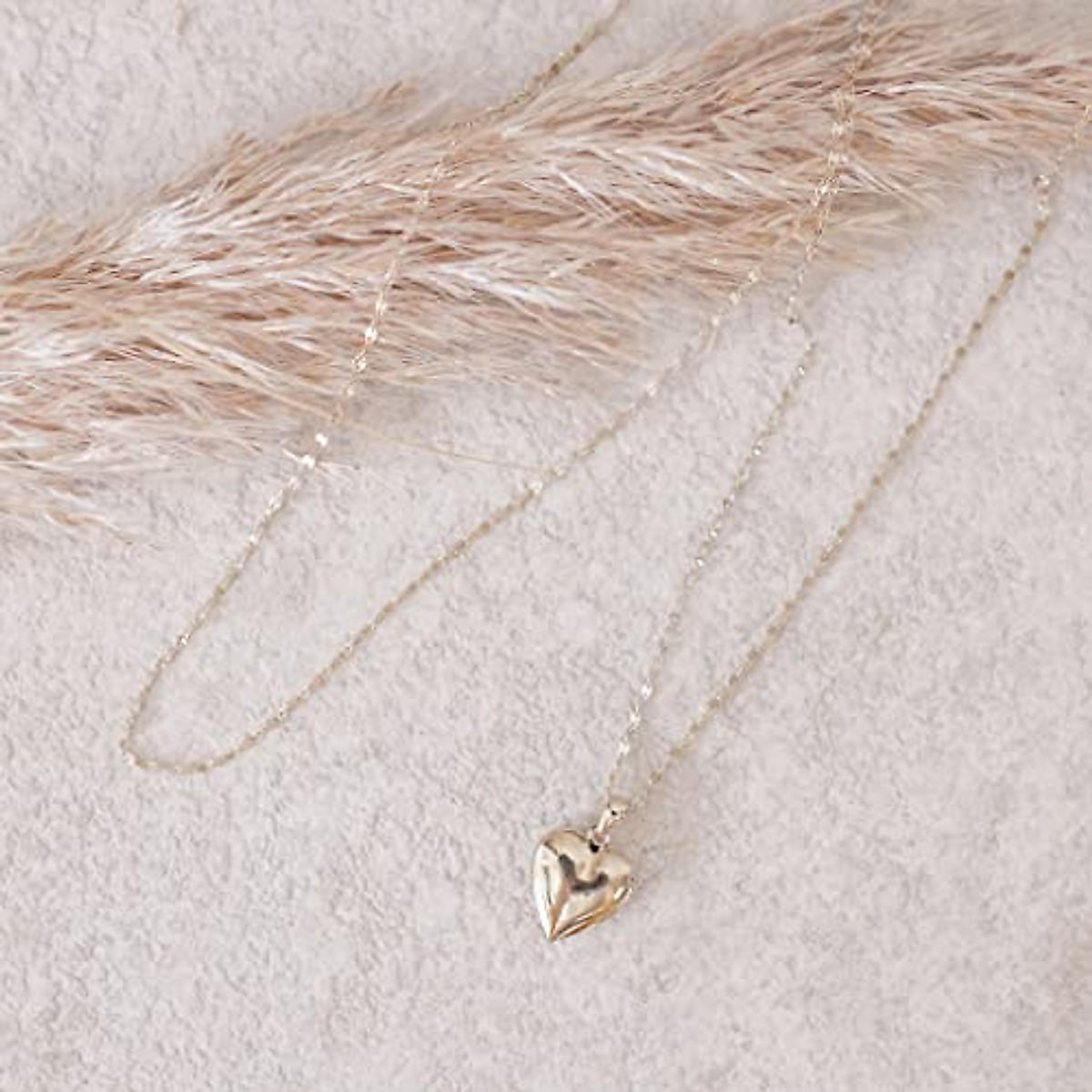 Honeycat Puffy Heart Locket Charm Necklace in Gold, Rose Gold, or Silver | Minimalist, Delicate (Gold)