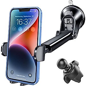APPS2Car Phone Mount for Car, 3-in-1 Suction Cup Phone Holder for Car Dashboard Windshield Vent Universal Cell Phone Holder for Car, Compatible with iPhone, Samsung, All Cellphone, Thick Case Friendly