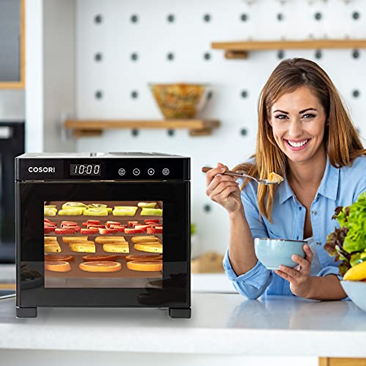 10PCS Silicone Dehydrator Sheets with Edge, Nonstick Silicone Dehydrator Trays Compatible with Cosori CP267-FD，Multi-purpose Reusable Fruit Leather Trays for Jerky, Fruit, Meat, Herbs, Vegetables