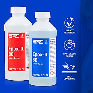 Specialty Resin & Chemical Epox-It 80 (16 oz) Clear Epoxy Resin Kit for Beginners & Experts| Clear Epoxy Coating for Bar Top, Countertop, Tabletop| Crystal Clear formula for Jewelry, Art, & Laminating