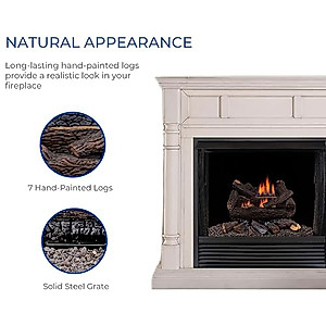 Duluth Forge DLS-18R-2 Dual Fuel Ventless Fireplace Logs Set with Remote Control, Use with Natural Gas or Liquid Propane, 30000 BTU, Heats up to 1000 Sq. Ft, Stacked Red Oak, 18 Inches