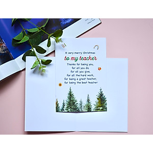 BlinkBlink Christmas Card for Teacher, Christmas Greeting Card with Envelope and Seal, Express Your Love and Warm Christmas Wishes for Your Teacher, Thoughtful Card for Him or Her, Thank You Teacher