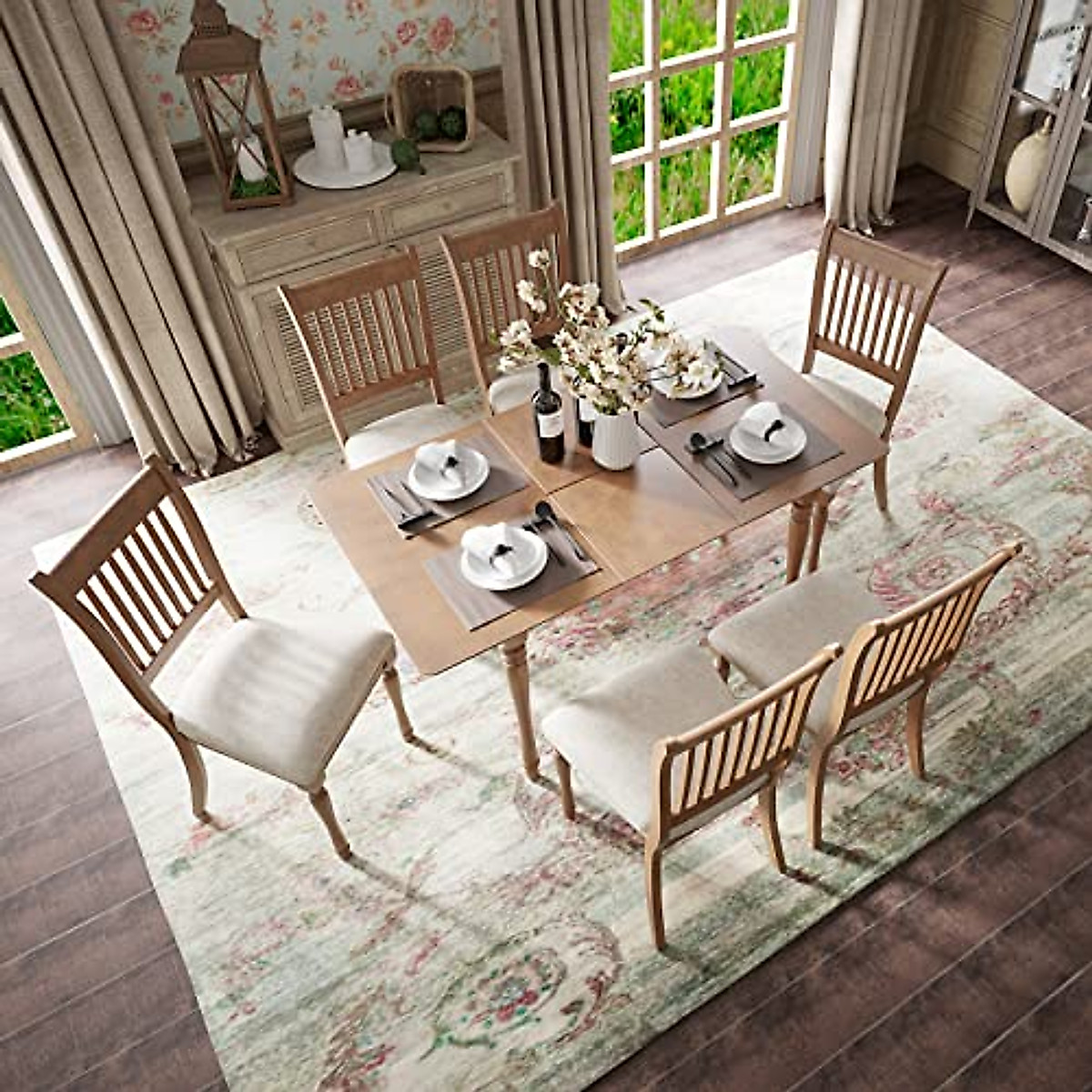 Giantex Set of 2 Wood Dining Chairs, Upholstered Farmhouse Dining Chairs with Rubber Wood Legs, Padded Cushion, High Back, Armless Wooden Dining Chairs for Kitchen, Dining Room, Brown