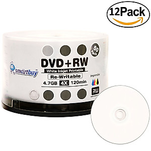 600 Pack Smartbuy Blank DVD+RW 4X 4.7GB 120Min White Inkjet Hub Printable Rewritable DVD Media Disc