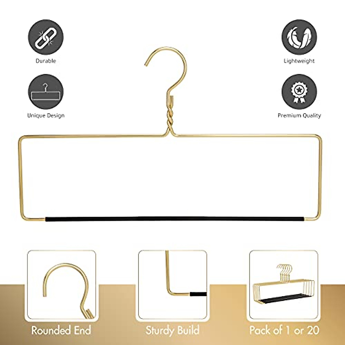 Quality Blanket Linen Hangers Wide Heavy Duty Hanger for Blankets, Table Cloths, - Nonslip Vinyl Coated Comforter Storage Hanger for Quilts, Sleeping Bags - for Closet Storage Solutions (Gold, 1)