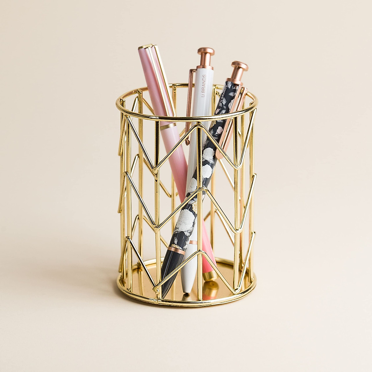 U Brands Pencil Cup, Wire Metal, Gold - 897U06-24